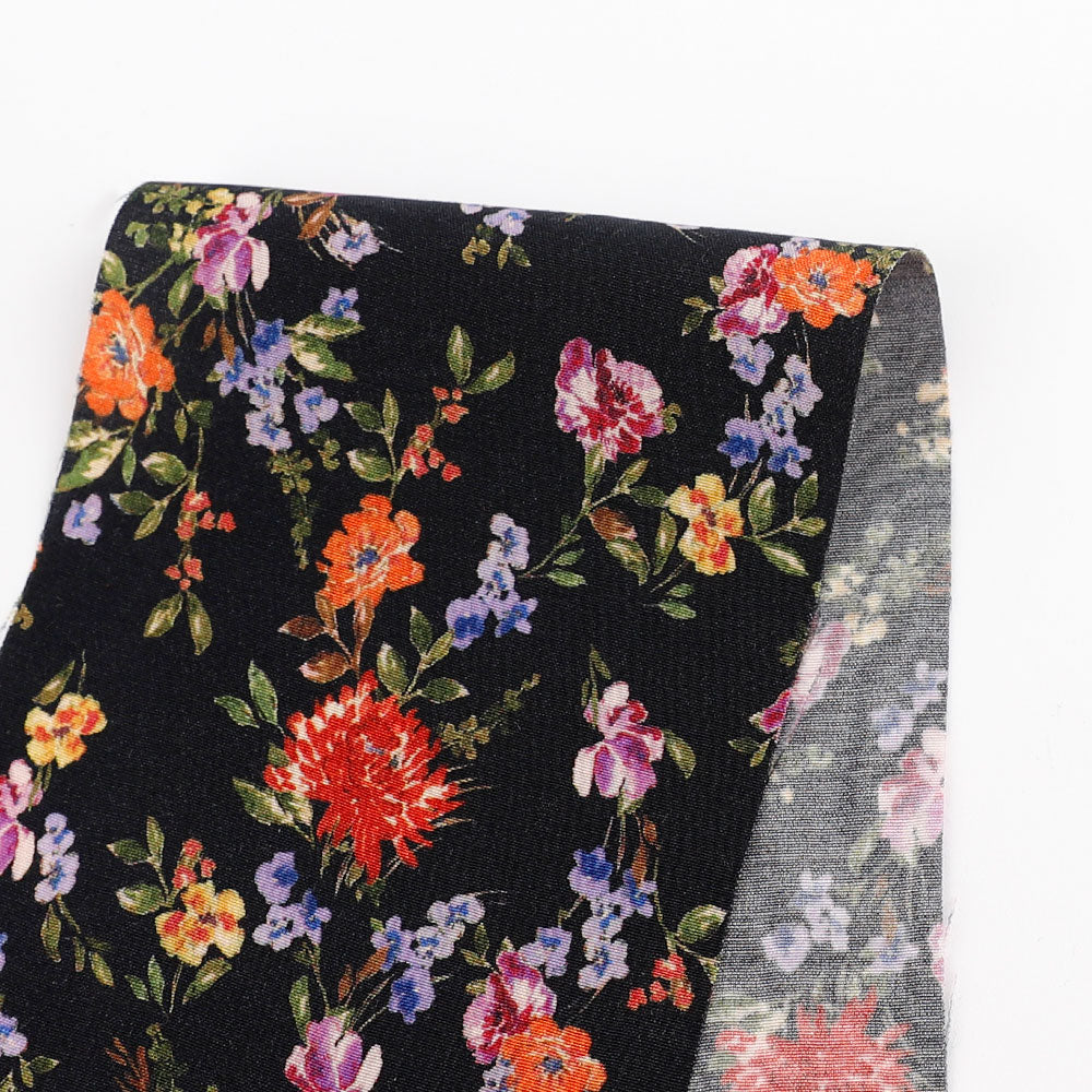 Chrysanthemum Floral Cupro/Rayon - Black – The Fabric Store NZ