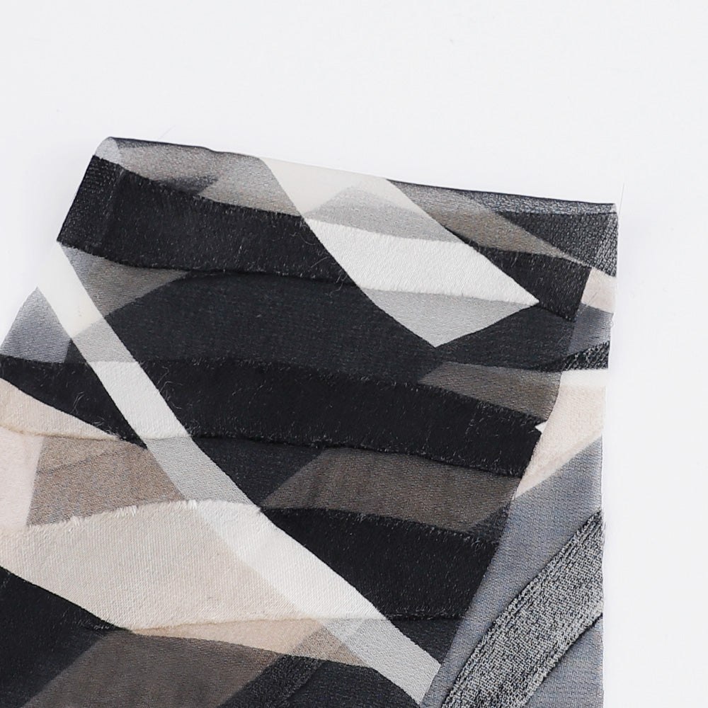 Slash Print Silk Devoré - Black / Ecru – The Fabric Store NZ